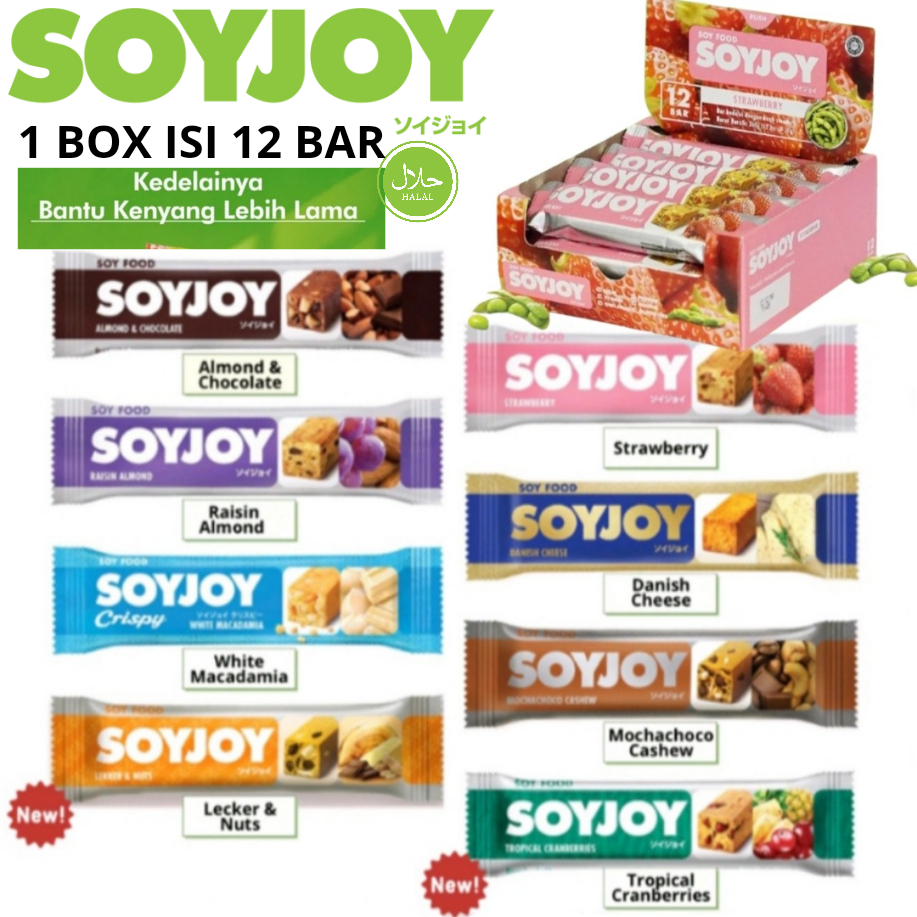 Jual SOYJOY 1 BOX isi 12 Snack protein Bar Kedelai tenaga recovery lari sepeda olahraga | Shopee ...