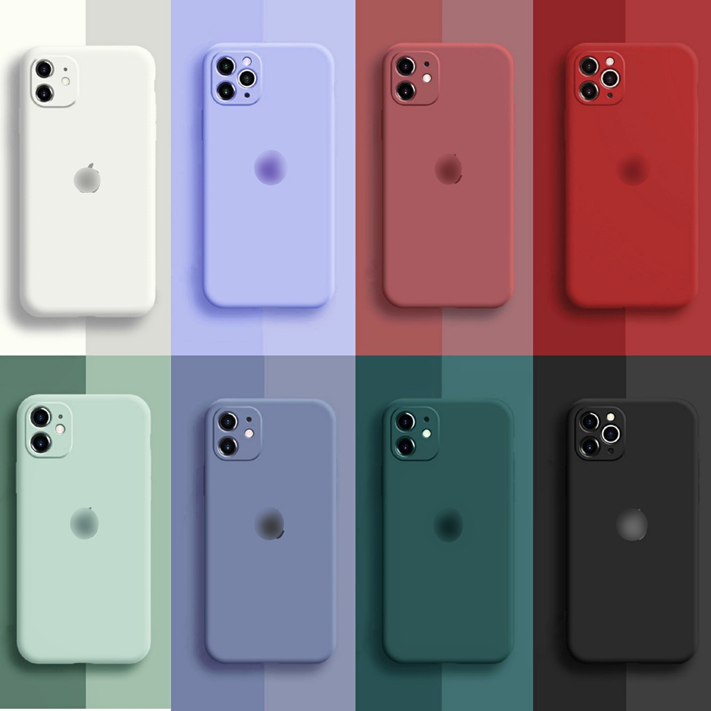 Jual SILICONE SQUARE FLAT EDGE Soft Case iPhone 7 8 Plus X XR XS 11 12 ...