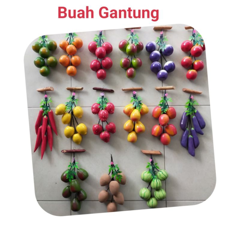Jual Aplikasi Buah Gantung 1 Sett Replika Buah Kayu Imitasi Buah Hiasan ...