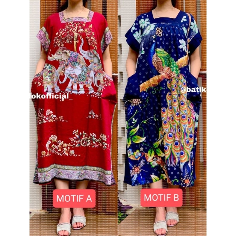 Jual DASTER BATIK ELOK MODEL SAKU 2 MOTIF GAJAH APEL & MERAK | Shopee ...