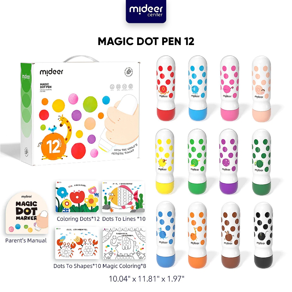 Jual Mideer Magic Dot Marker 12 Mainan Edukasi Anak Spidol Bulat Besar Menggambar Anak 2 ...