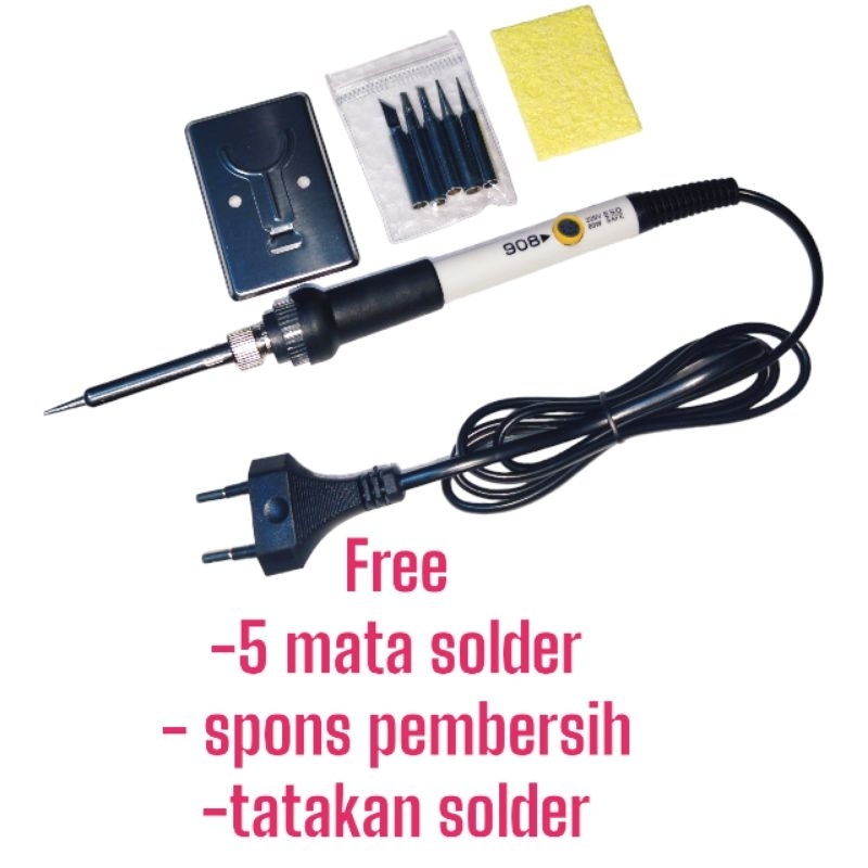Jual SOLDER SET IRON ADJUSTABLE TEMPERATURE 60W 220V WITH BONUS | Shopee Indonesia