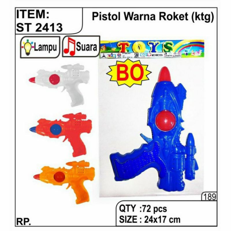 Jual Mainan Anak Pistol Baterai Bunyi + Lampu Kemasan Kantong ST 2413 / ST 2431 | Shopee Indonesia