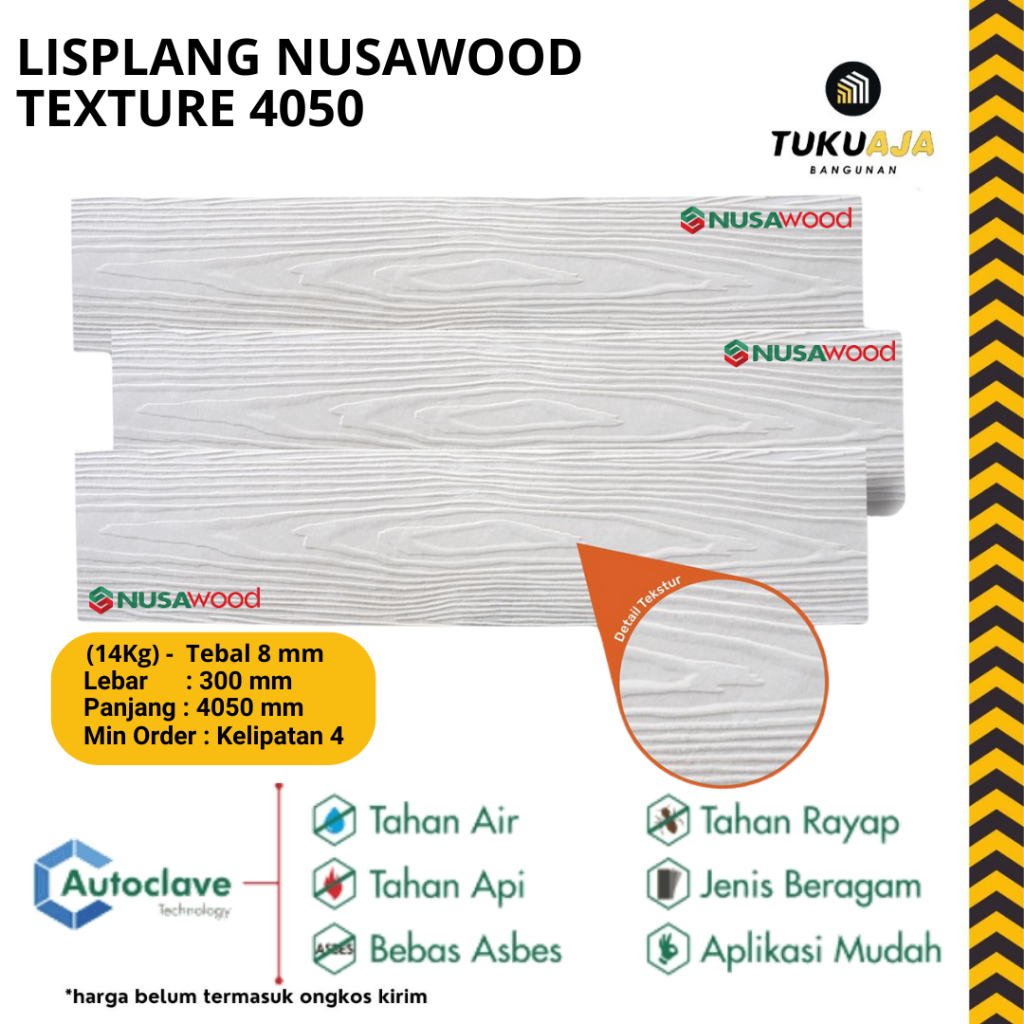 Jual LISPLANG GRC NUSAWOOD 4050mm x 8mm x 300mm TEXTURE LisPlank ...