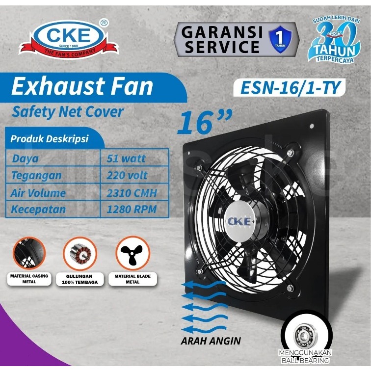 Jual Wall Exhaust Fan CKE 16 Inch ESN-16/1-TY Kipas Dinding Industrial ...