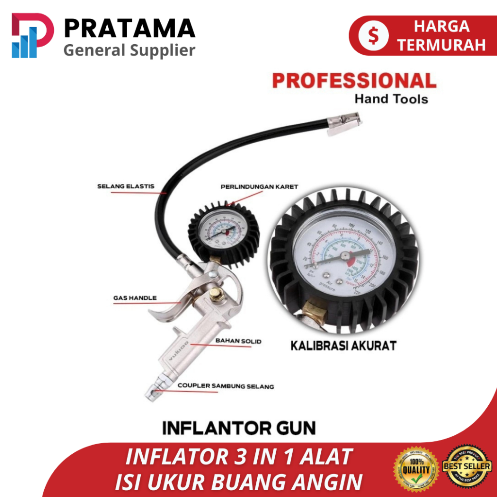 Jual Alat Ukur Tekanan Angin Kompressor / alat Ukur pompa Angin 3 in 1 ...