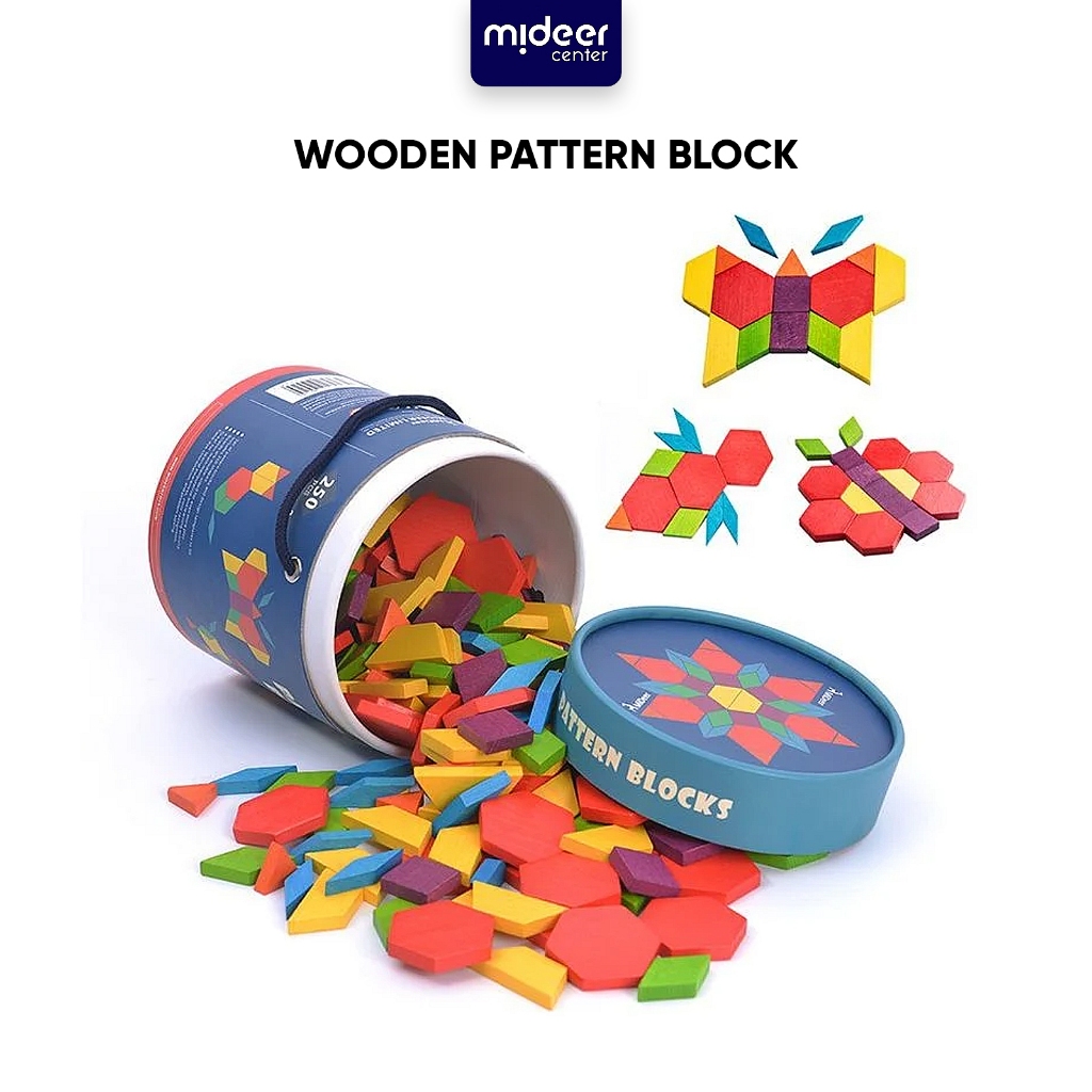 Jual Mideer Wooden Blocks - Pattern (250 blocks) Blok Kayu Belajar ...