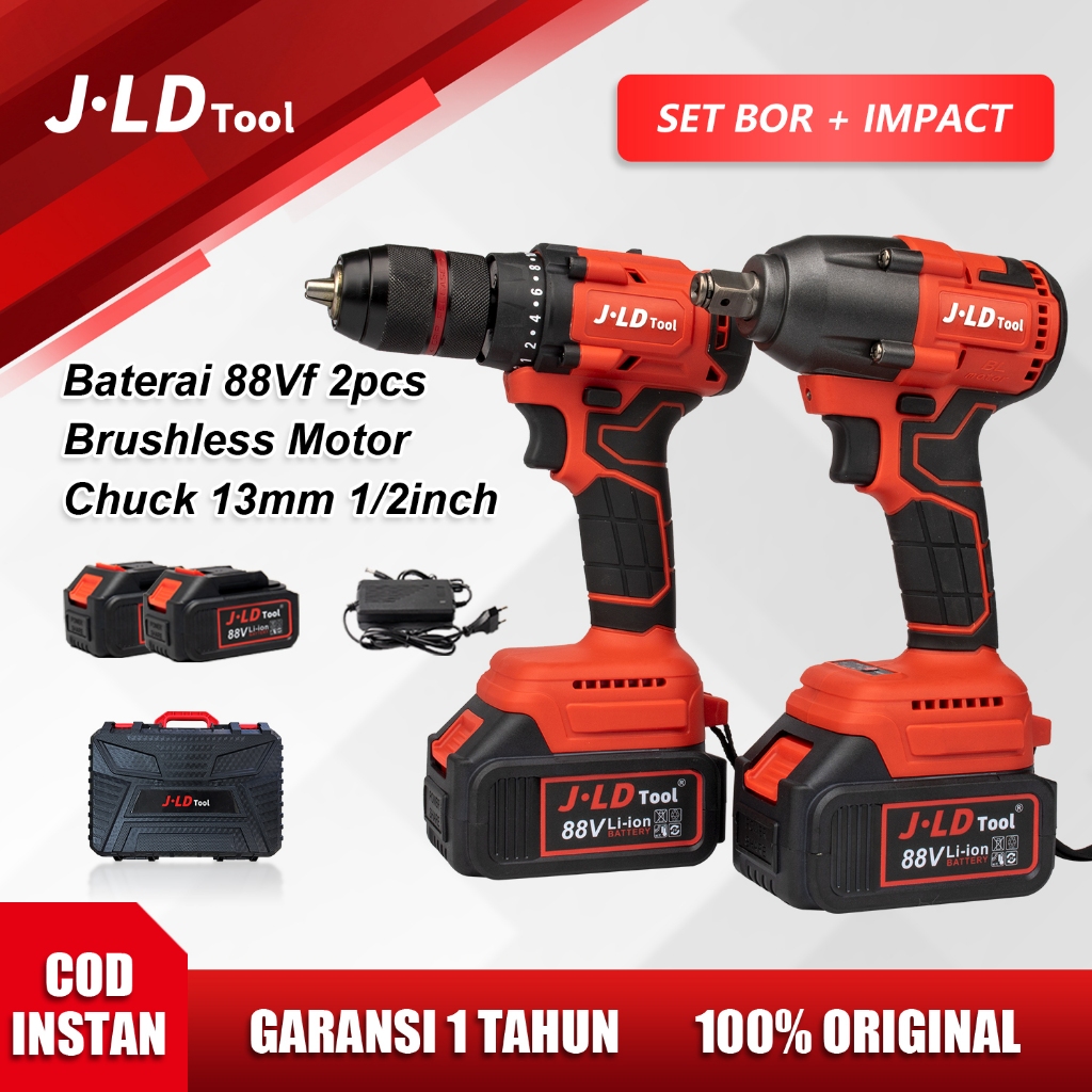 Jual JLD Set Bor dan Impact Wrench 88Vf Brushless Mesin bor Tanpa Kabel ...
