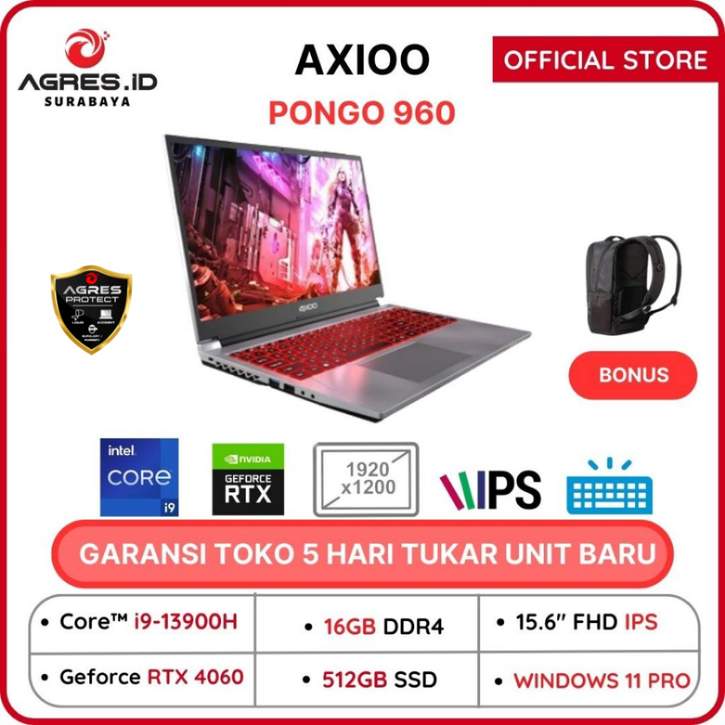 Jual AXIOO PONGO 960 I9 13900H RTX4060 8GB/ 16GB 512GB W11PRO 15.6FHD ...