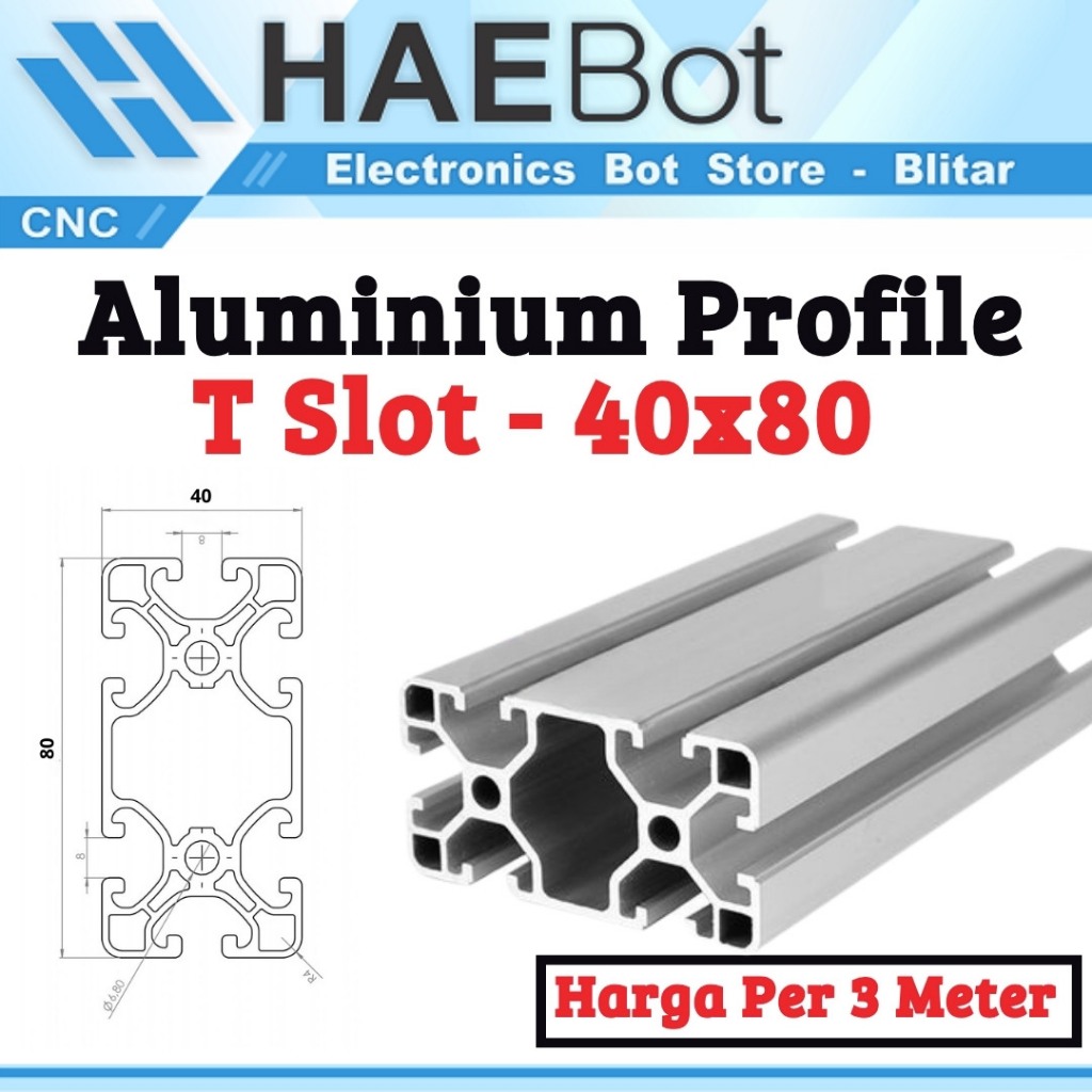 Jual [HAEBOT] Aluminium Profile T Slot 4080 40x80 AP4080 Alumunium 3 ...