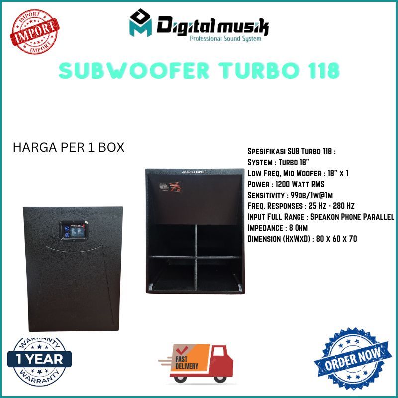 Jual SUBWOOFER PASSIVE TURBO 18 INCH AUDIO ONE - 1 BOX - DIGITAL MUSIK ...
