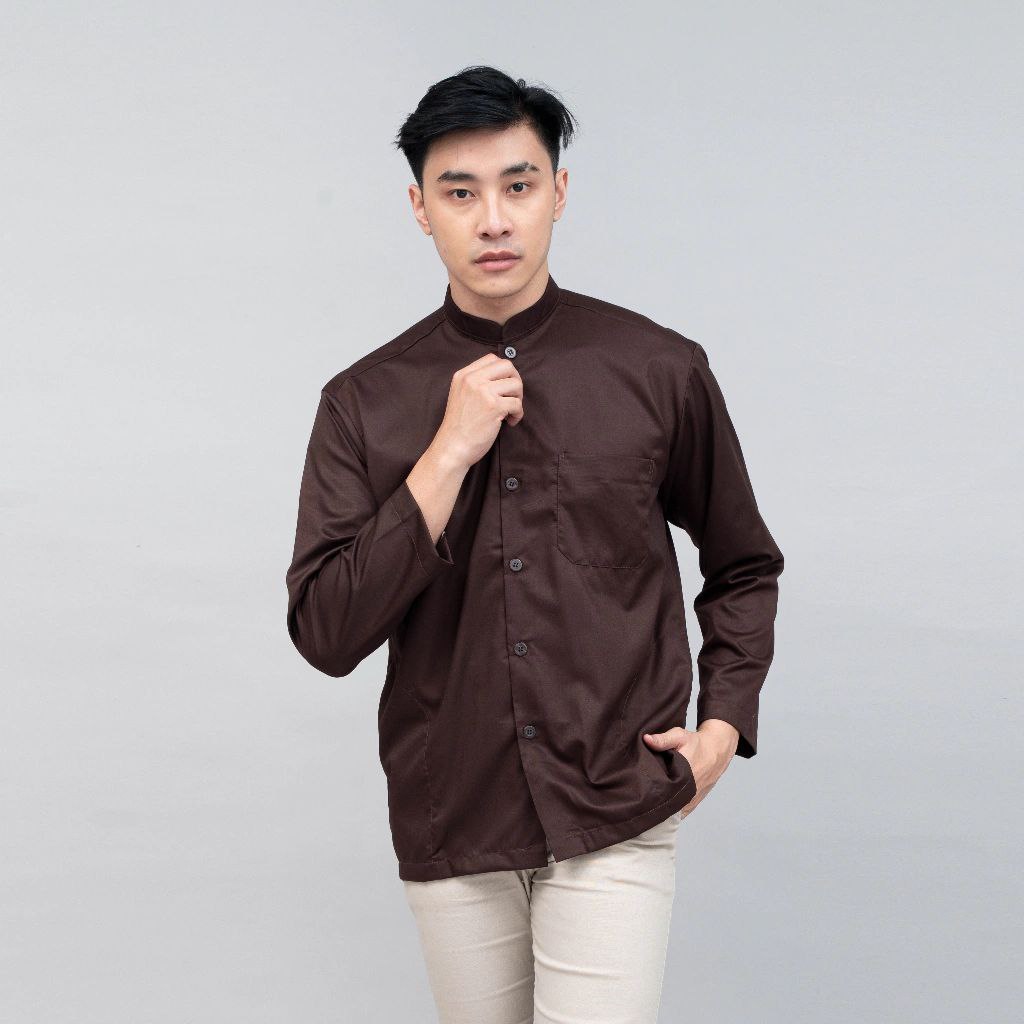 Jual Baju Koko Pria Warna Putih Original Kombinasi Lengan Panjang Motif ...