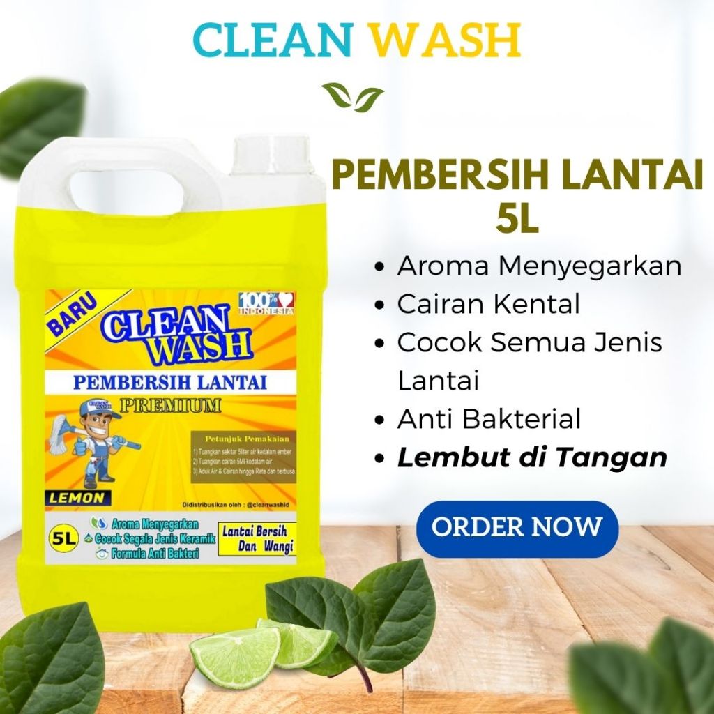 Jual Clean Wash Pembersih Lantai Sabun Super Pel Ukuran 5 Liter Floor ...