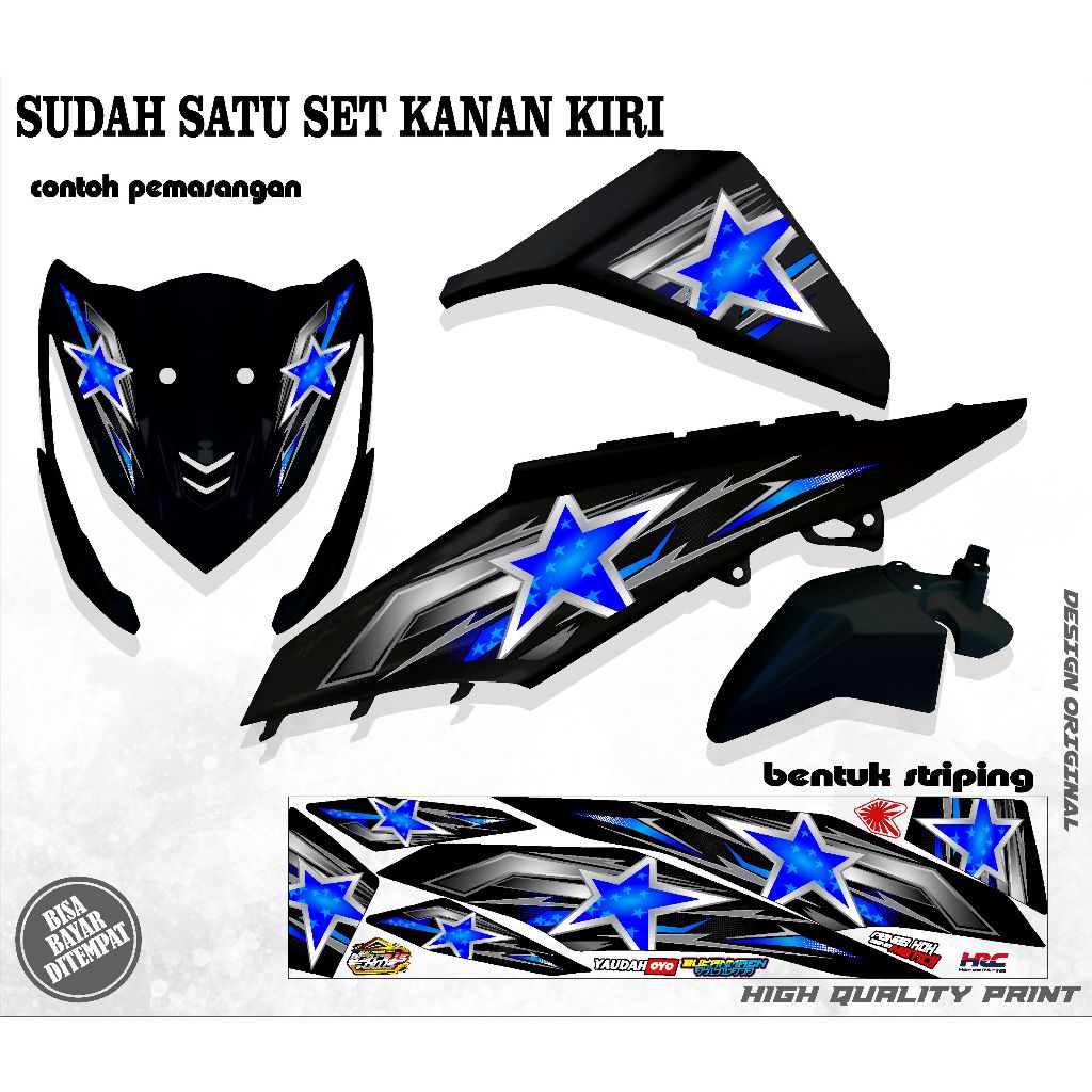 Jual striping sticker variasi beat fi 2013-2015 motif bintang racing ...
