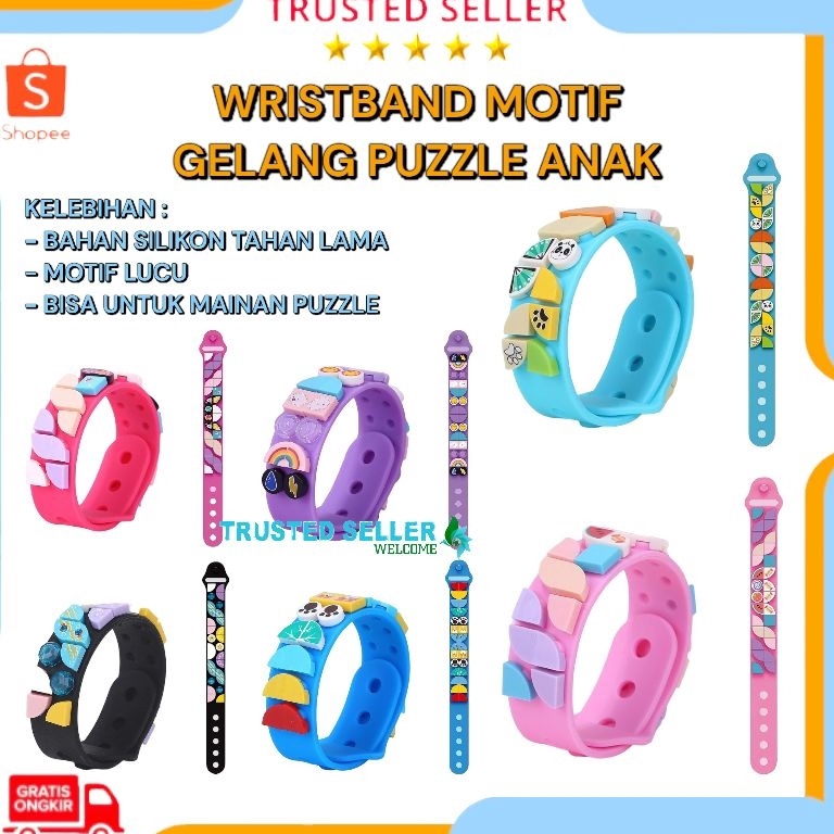 Jual Laris Lagi WRISTBAND GELANG TANGAN ANAK PUZZLE MOTIF MAINAN BALOK ...
