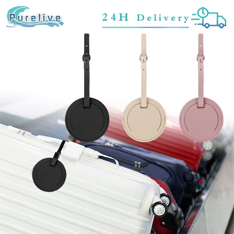 Jual 2Pcs Leather Tag Koper Luggage Tag Bulat Atau Gantungan Id Card ...