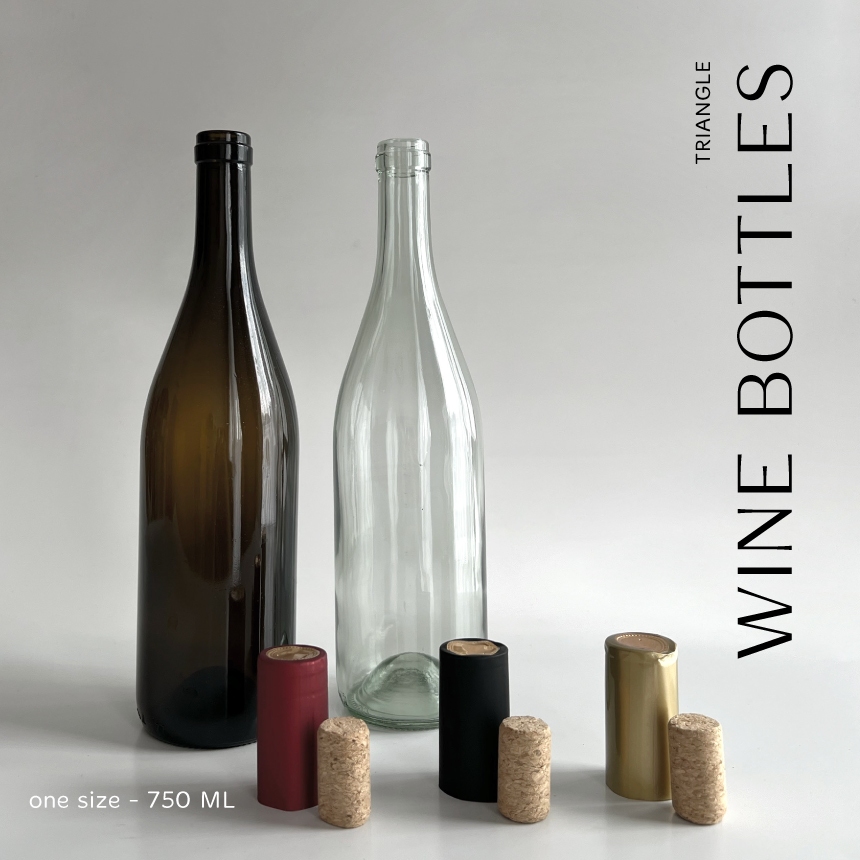 Jual Botol kaca wine TRIANGLE wooden cork + sleeves - BOTOL BARU - Wine ...