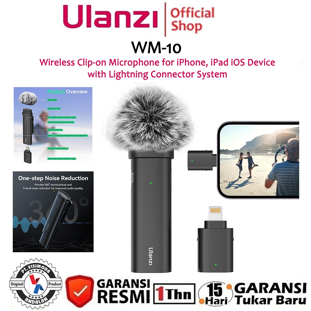 Jual Ulanzi WM-10 Wireless Clip-on Microphone for Smartphone & Tablet | Shopee Indonesia