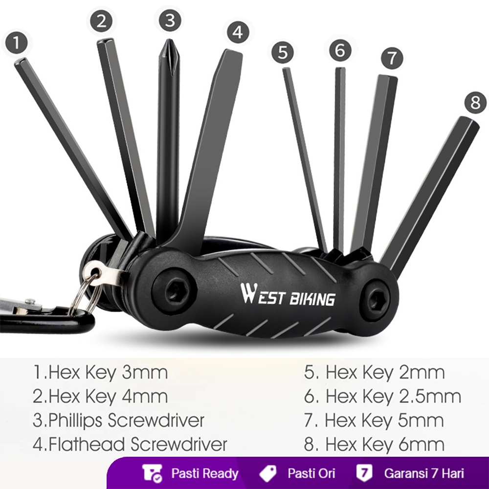 Jual West Biking 8 in 1 Tool Kit Kunci L Sepeda Portable Obeng Sepeda ...