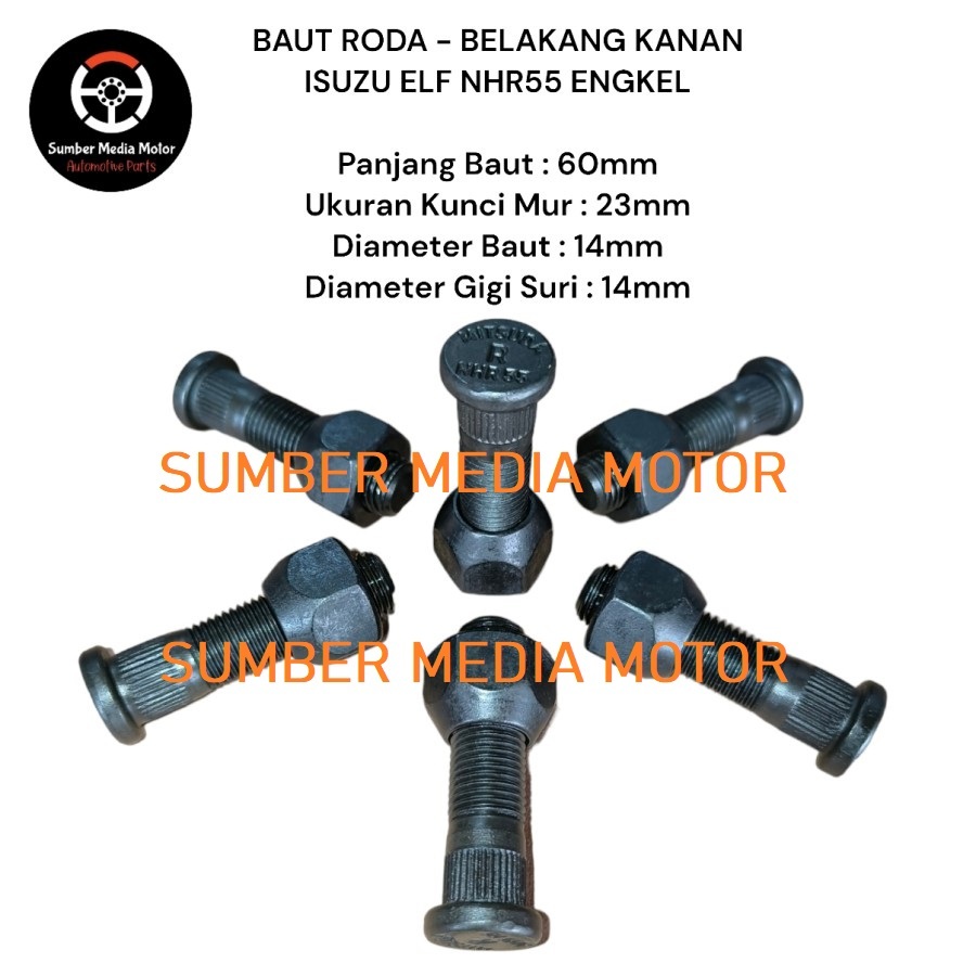 Jual Mitsuda Hub Bolt Assy Baut Roda Isuzu ELF NHR55 Engkel | Shopee ...
