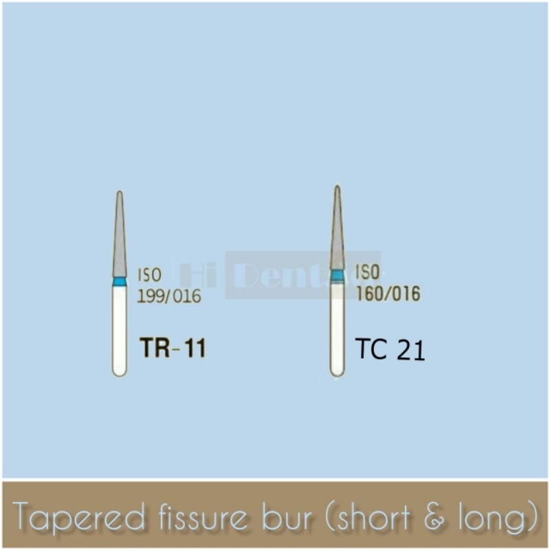 Jual Dental Diamond Tapered Bur Fisur Biru High Speed TR11 TC21 ...