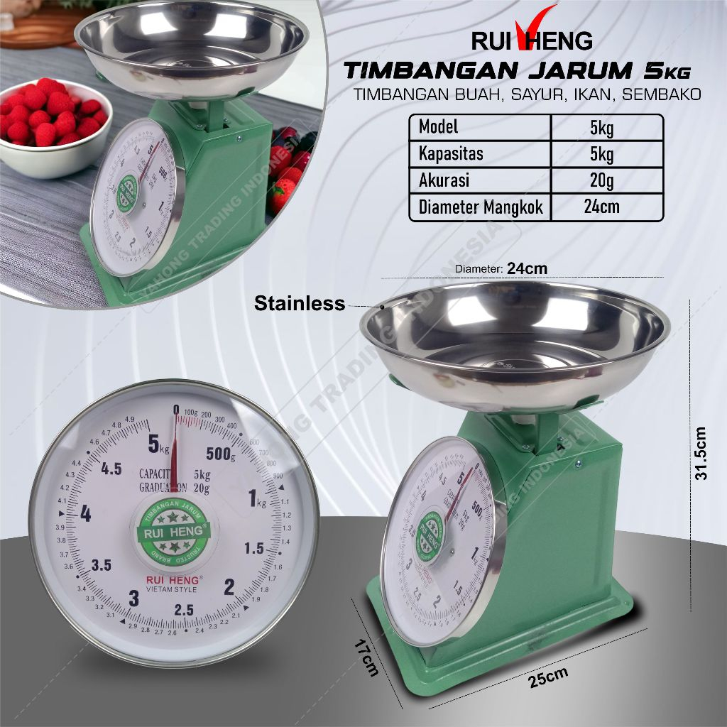 Jual Timbangan Jarum 5kg 20g / Timbangan Meja Pasar Buah Sayur Daging ...