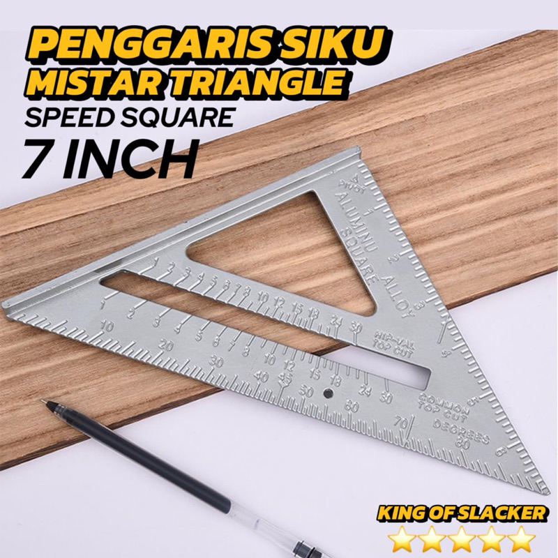 Jual Penggaris Siku Segitiga 7 Inch Mistar Triangle Aluminium Speed ...