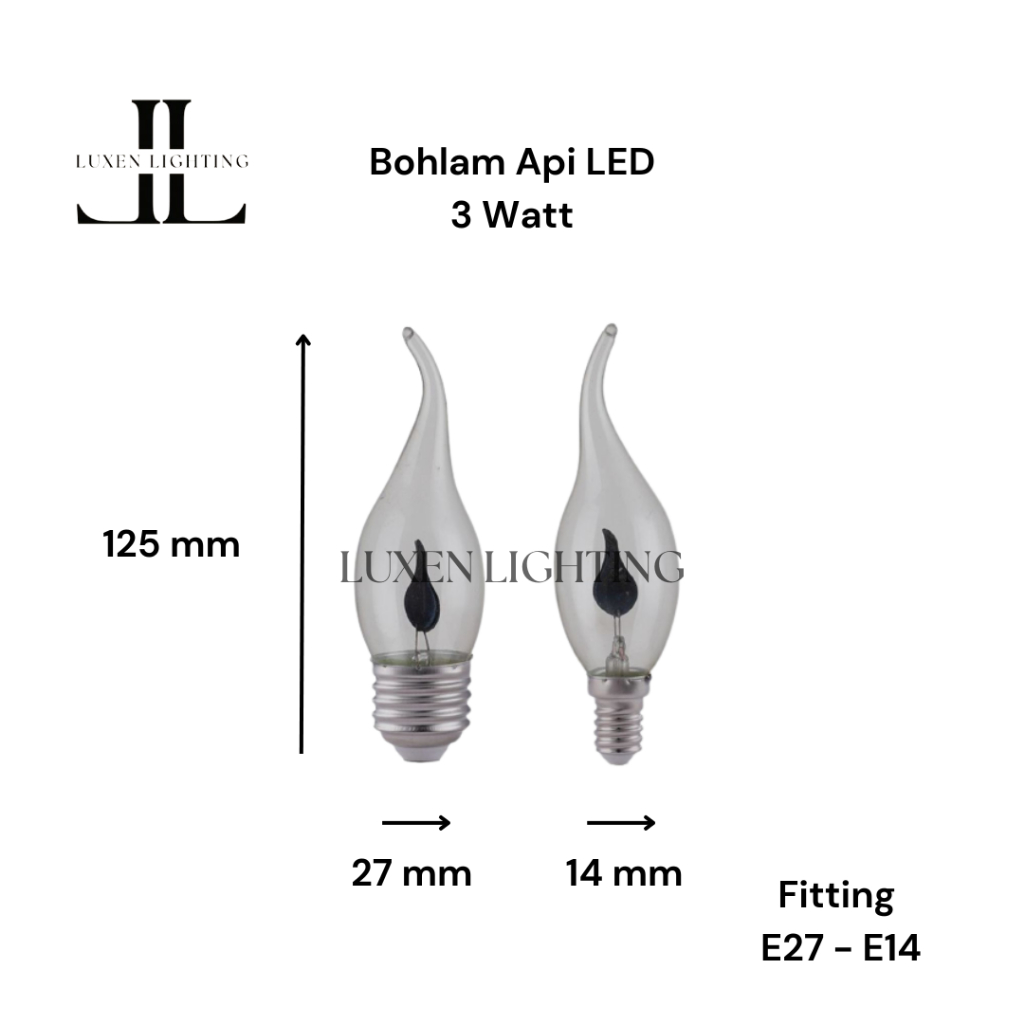 Jual Lampu bohlam LED api lilin candle 3 watt ulir fitting E14 dan E27 ...
