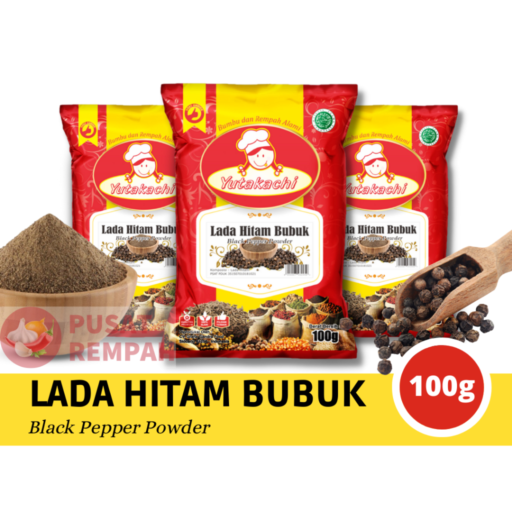 Jual Lada Hitam Bubuk 100 Gram Yutakachi / Merica Hitam Bubuk Murni ...