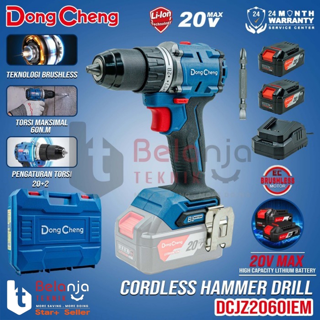 Jual DongCheng Cordless Hammer Drill DCJZ2060i EM 20V Bor Impact ...