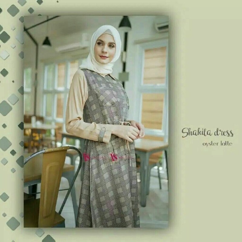 Jual PROMO GAMIS MOTIF KOTAK WARNA COKELAT SIZE XL VALISHA SHAKILA ...