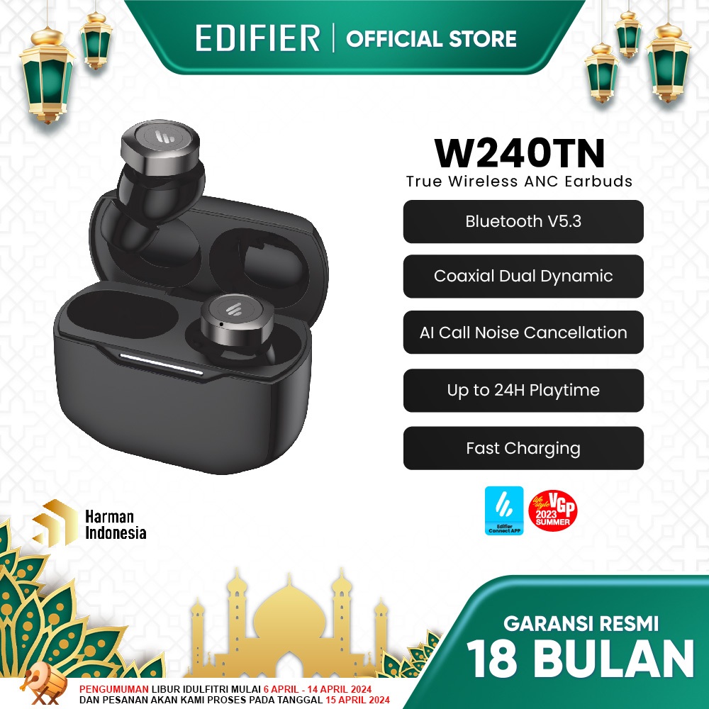 Jual Edifier W240TN True Wireless Noise Cancellation In-Ear Headphones ...