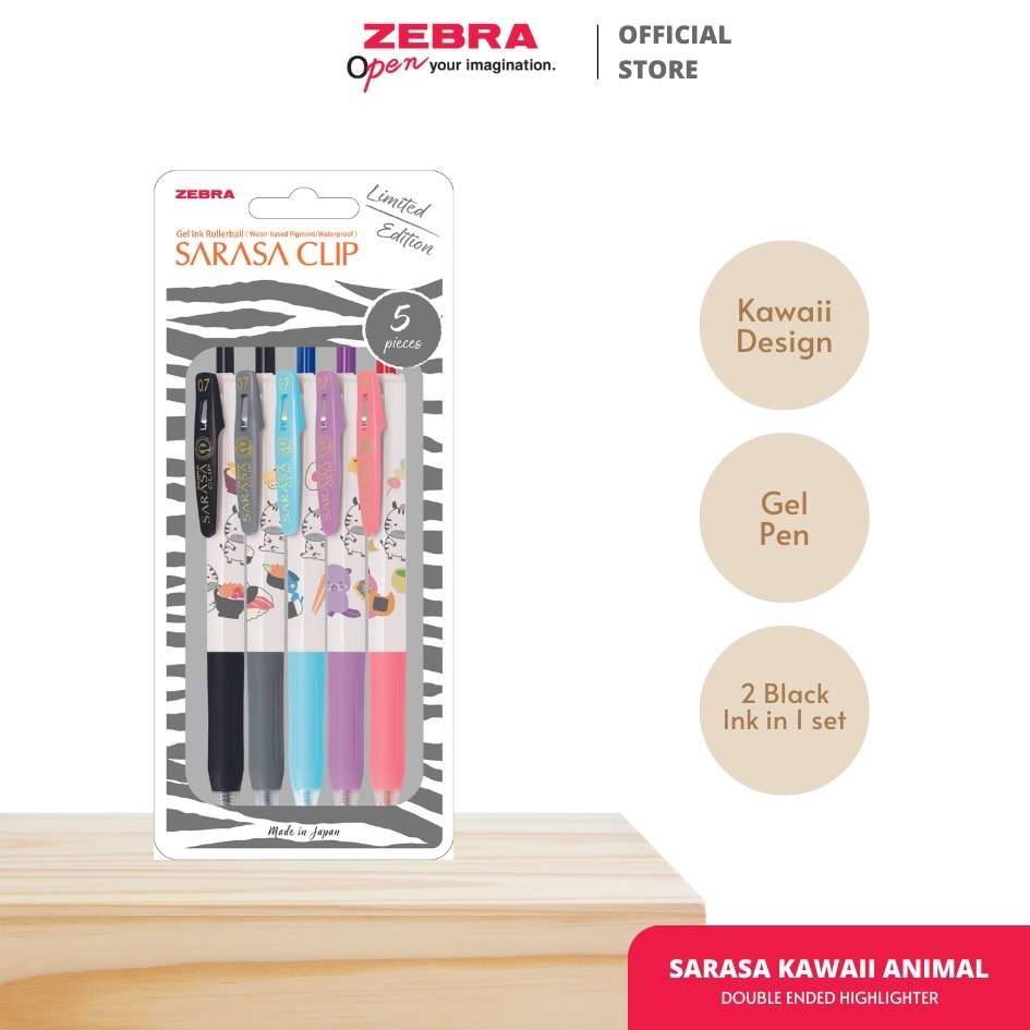 Jual Pulpen Zebra Sarasa Clip 0.5mm Kawai Animal Series Set 5pcs | Shopee Indonesia
