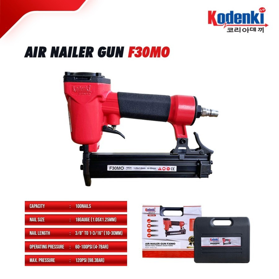 Jual KODENKI Staples Tembak Angin F30 MO Air Stapler Nailer Gun Kompresor | Shopee Indonesia
