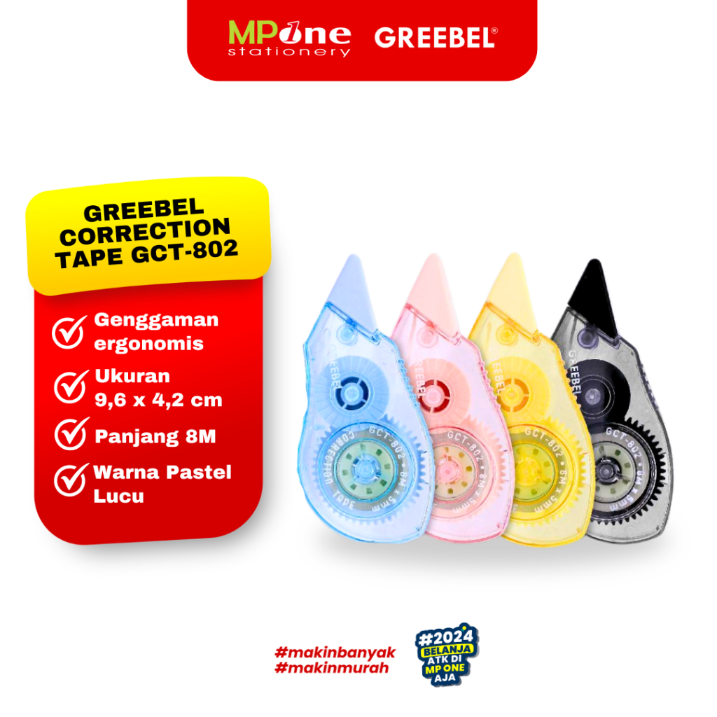 Jual Greebel Correction tape GCT-802 / Tipe-x Roll Kertas 8m x 5mm ...