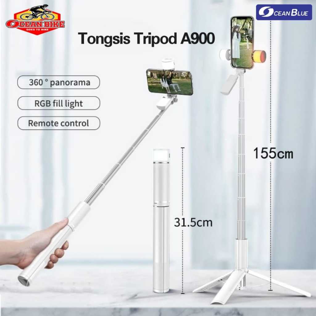 Jual OCEANBLUE Tripod Bluetooth Remote A900 150CM Tongsis Camera Hp ...