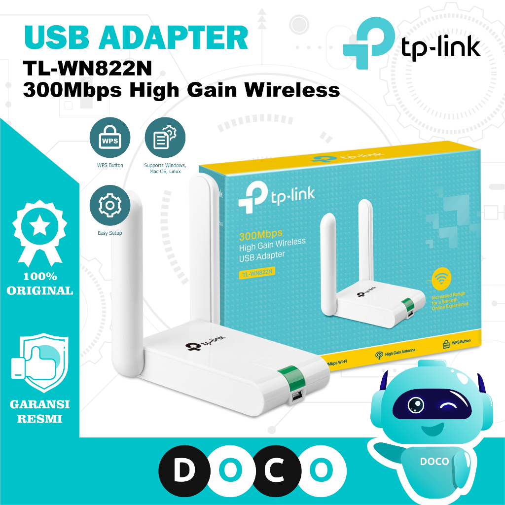 Jual TP-link USB Adapter TL-WN822N 300Mbps High Gain Wireless WN822N | Shopee Indonesia