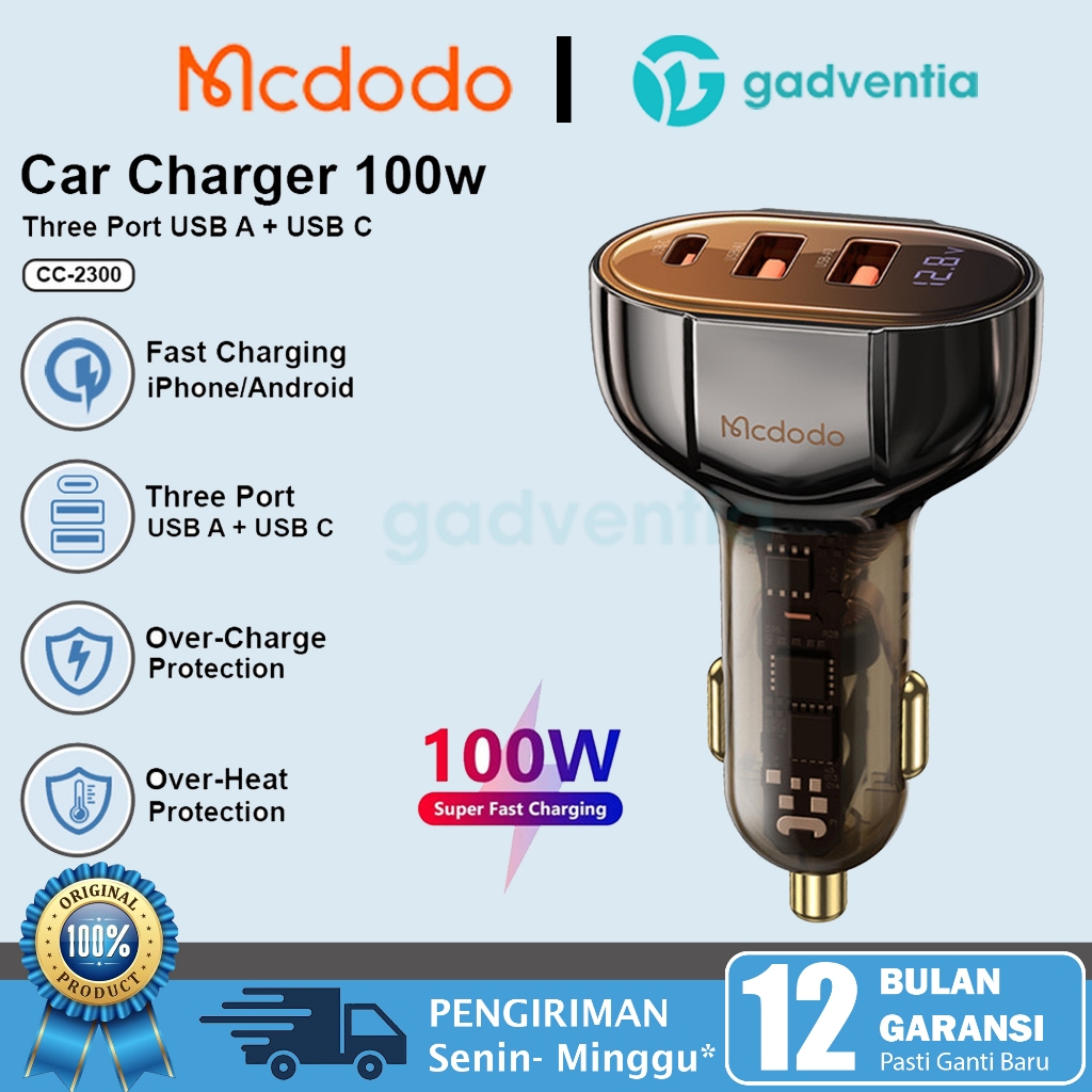 Jual Mcdodo Adaptor Car Charger Mobil Pps 30w 33w 36w 75w 100w Usb Qc 3.0 + Pd Type C Output CC ...
