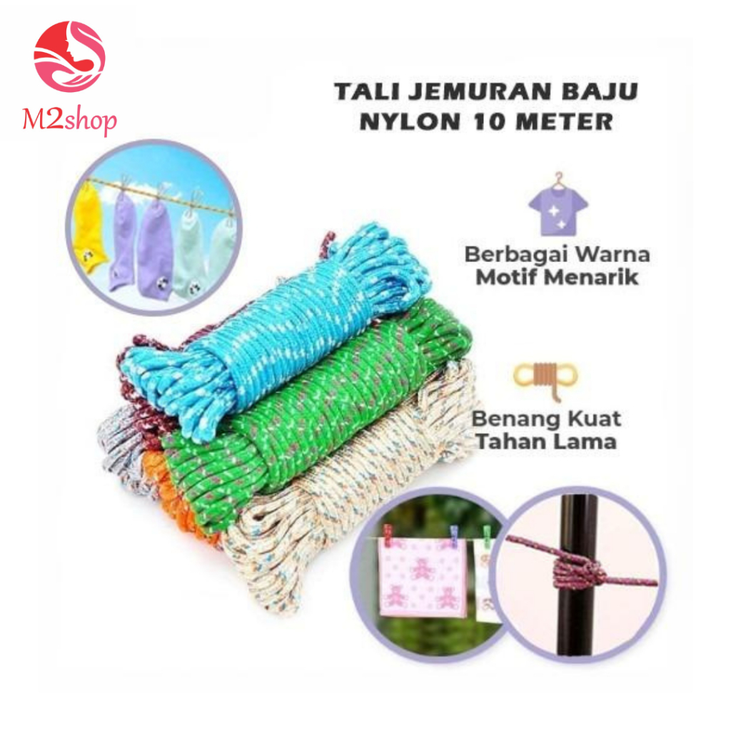 Jual Tali Jemuran Baju Nylon 10 Ikat Tambang Nilon 10m Anti Slip ...