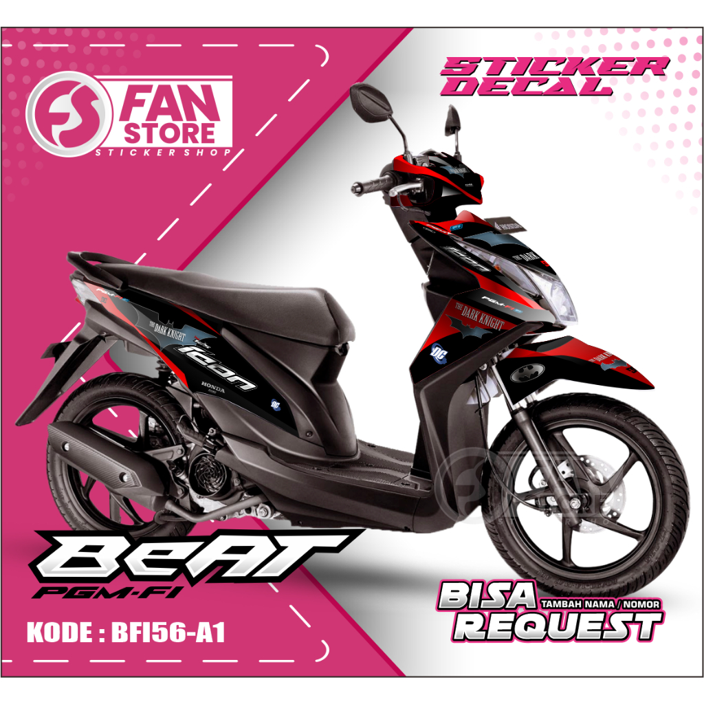 Jual Sticker Decal Honda Beat FI - HITAM MERAH - KODE : BFI056 | Shopee ...