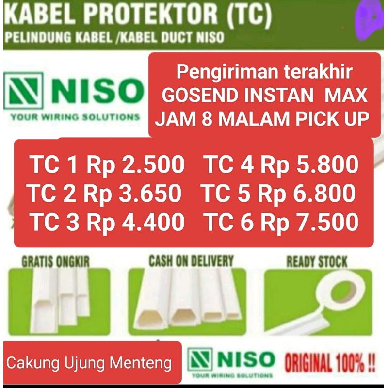 Jual NISO TC 6 TC6 CABLE DUCT PELINDUNG PENUTUP KABEL + DOUBLE TAPE TEBAL | Shopee Indonesia