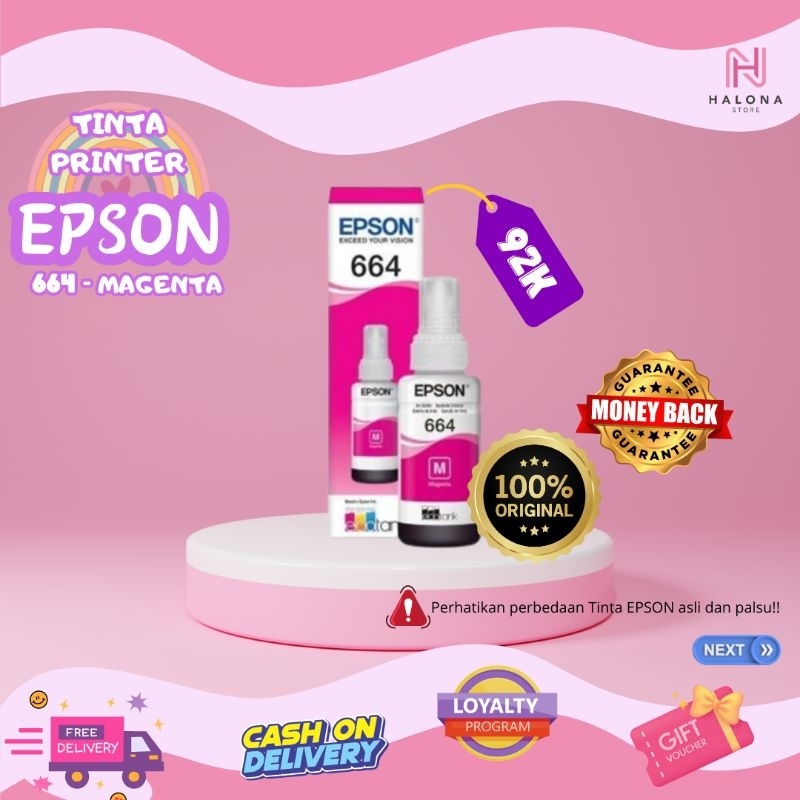 Jual Tinta Printer Epson 664 Warna Magenta 100% Original | Shopee Indonesia