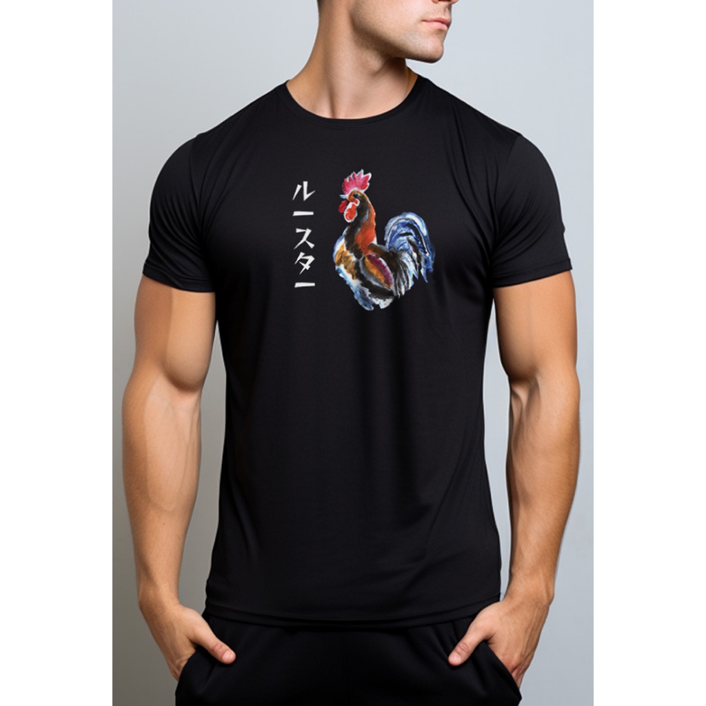 Jual kaos pria gambar ayam fighter jago tarung bangkok anti kusut hitam ...