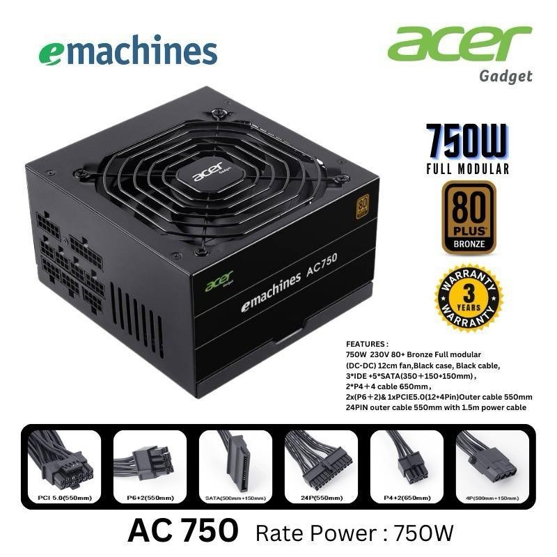 Jual PSU Acer AC750 750 Watt 80+ Bronze Full Modular Power Supply ...