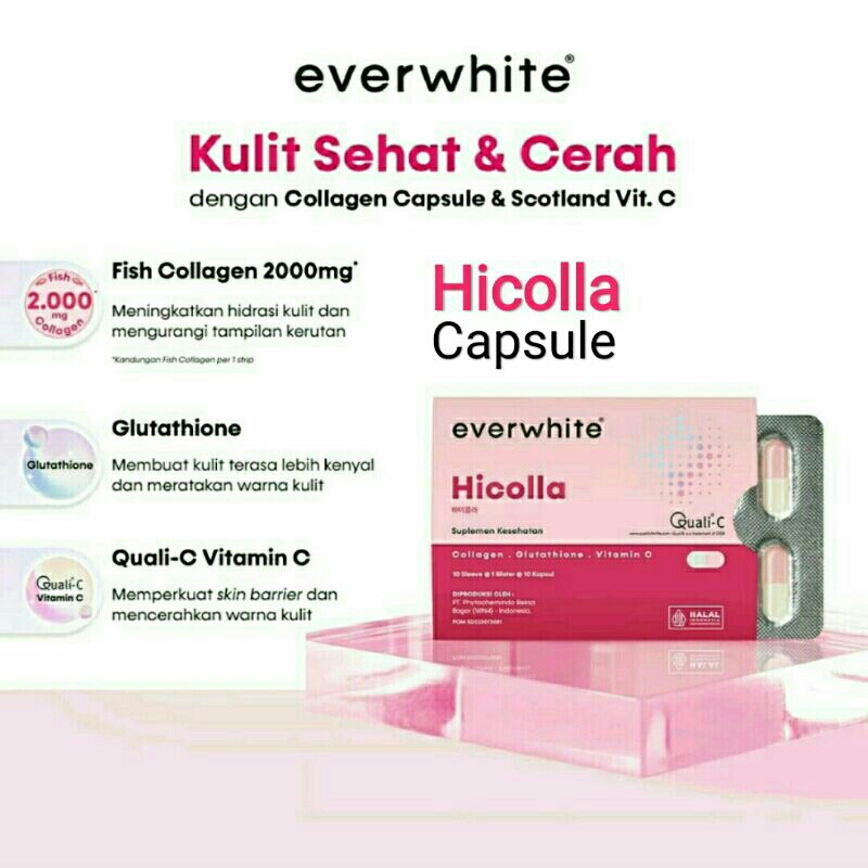 Jual Everwhite Hicolla Capsule Collagen Glutathione Vitamin C | Shopee Indonesia