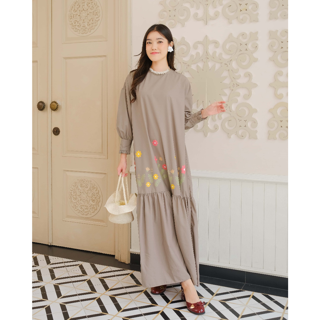 Jual Mayoutfit Camiza Mididress | Dress Gamis Poplin Layer Embroidery ...
