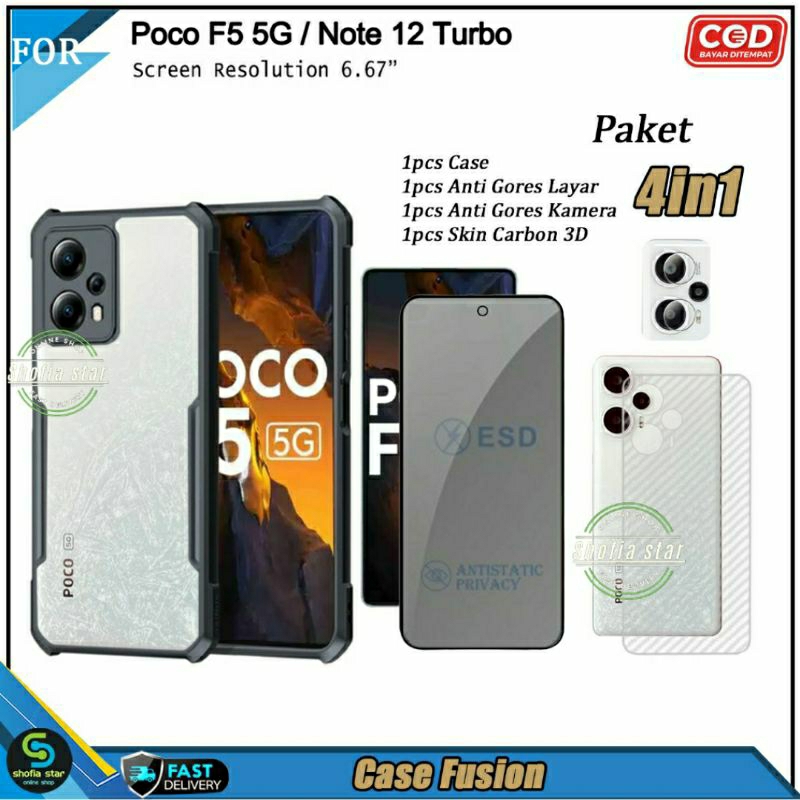 Jual Paket 4in1 Case Xiaomi Poco F5 X6 Pro 5G X5 Pro 5G Poco X5 5G Fusion Shockproof Transparan ...