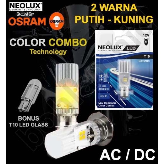 Jual LED Motor NEOLUX T19 OSRAM REVO AT 2 Warna Putih Kuning H6 Laser AC DC | Shopee Indonesia