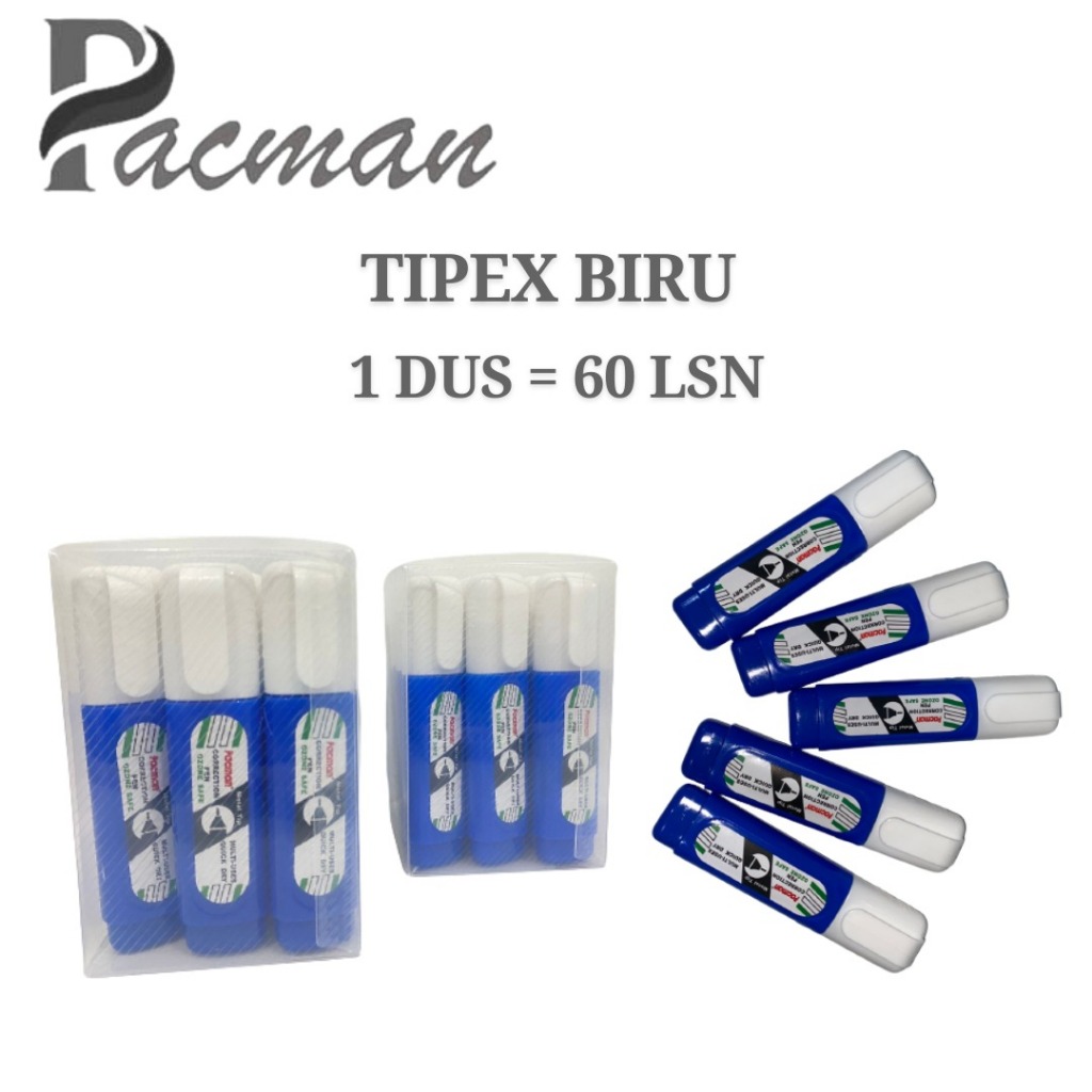 Jual Tip-Ex Kertas PACMAN Model Gepeng ecer Correction Tape Pacman ...