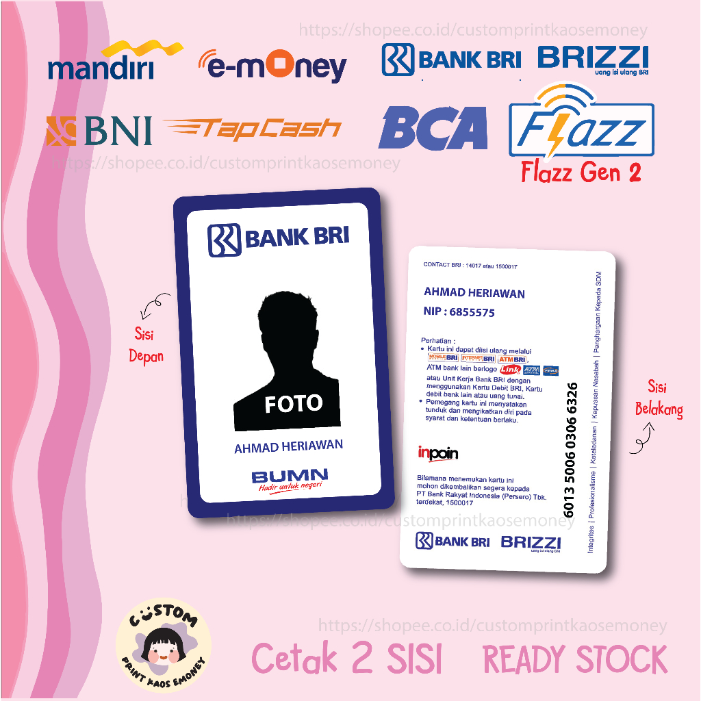 Jual KARTU E MONEY E TOLL ID CARD BANK BRI LIST BIRU BUMN MANDIRI ...